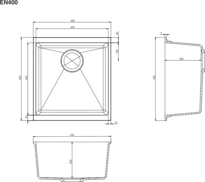 Carysil EN400-WH Single Bowl Undermount Sink White Built In Kitchens ...