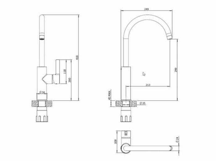 Francis Pegler Jeroni Swan 1 Handle 922122 Tap Matt Black Built In ...